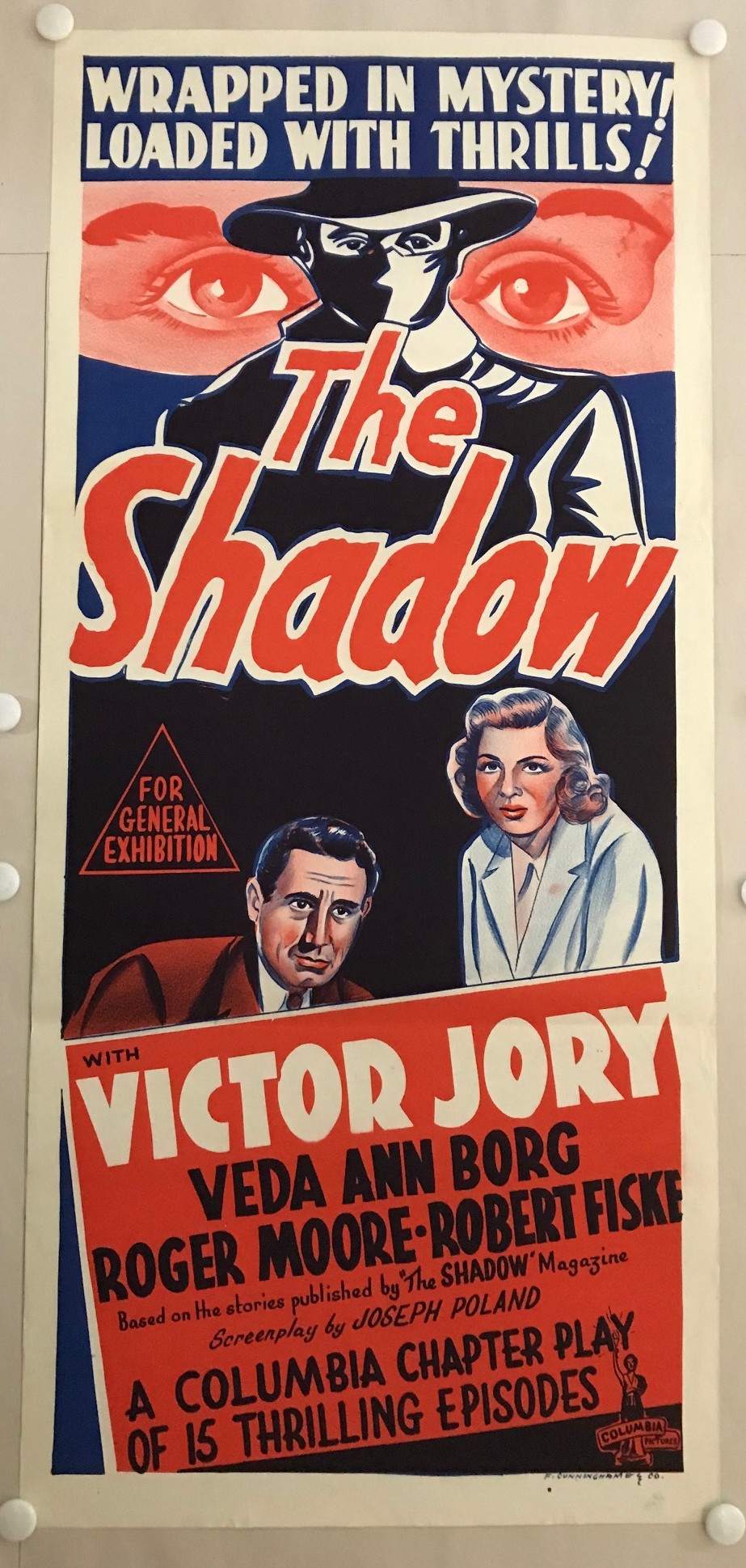 ORIGINAL DAYBILL MOVIE POSTER - THE SHADOW - 1940 - Victor Jory, Veda ...