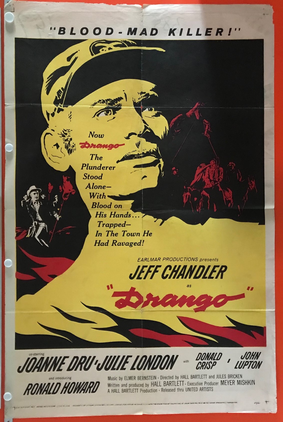 MOVIE POSTER ONE SHEET - USA - DRANGO - 1957 - X Marks The Shop