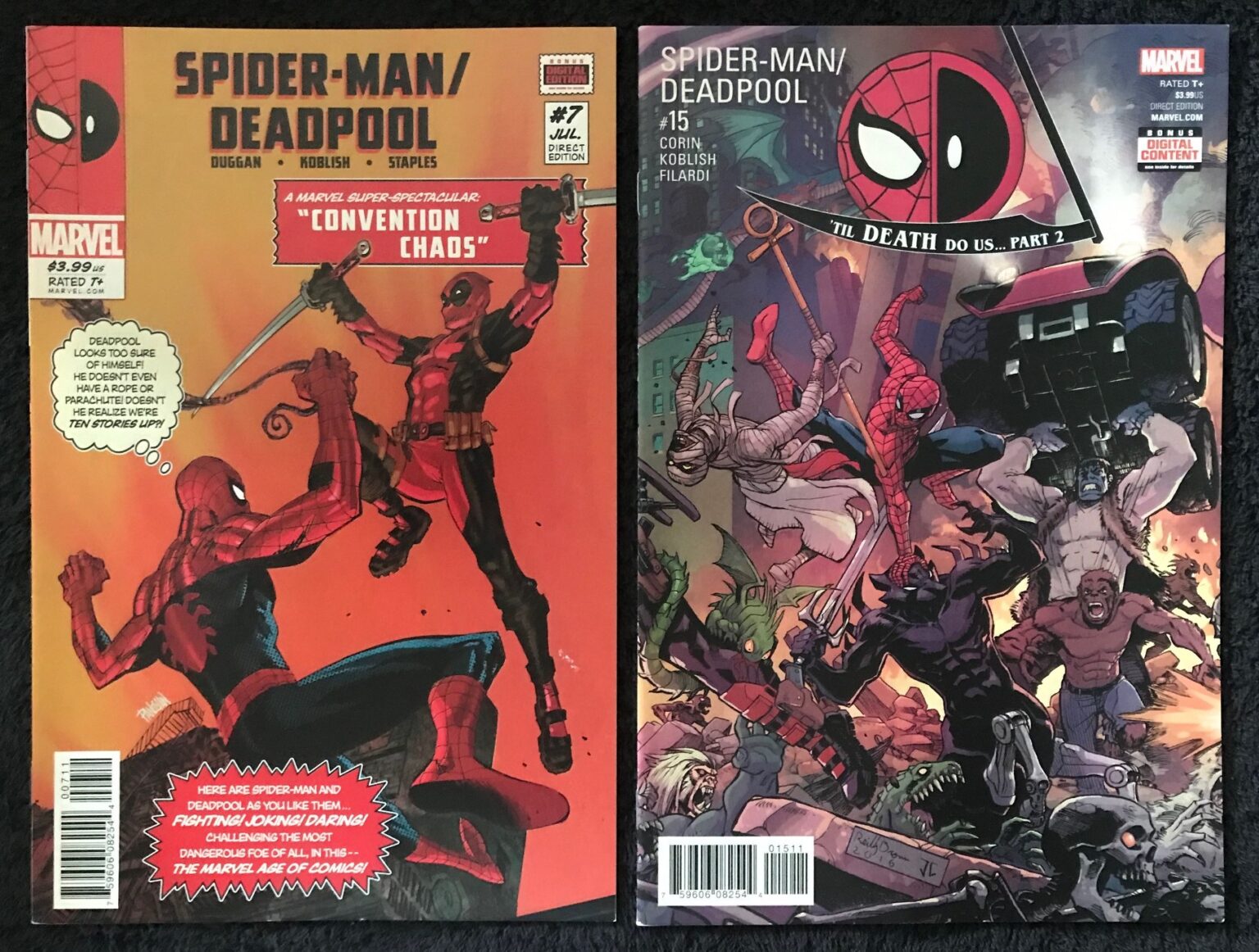 COMIC BOOK - MARVEL - SPIDER-MAN/DEADPOOL (Lot of 2) - #7,15 - Vol.1, Sep-May 2016/17 - X Marks ...